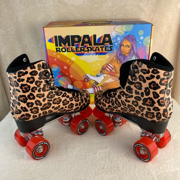 Impala | Shoes | New Rare Impala Quad Roller Skates Vegan Leopard ...